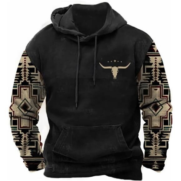 Jackets & Coats | Porclay Mens Aztec Hoodie Western Cowboy Hooded ...